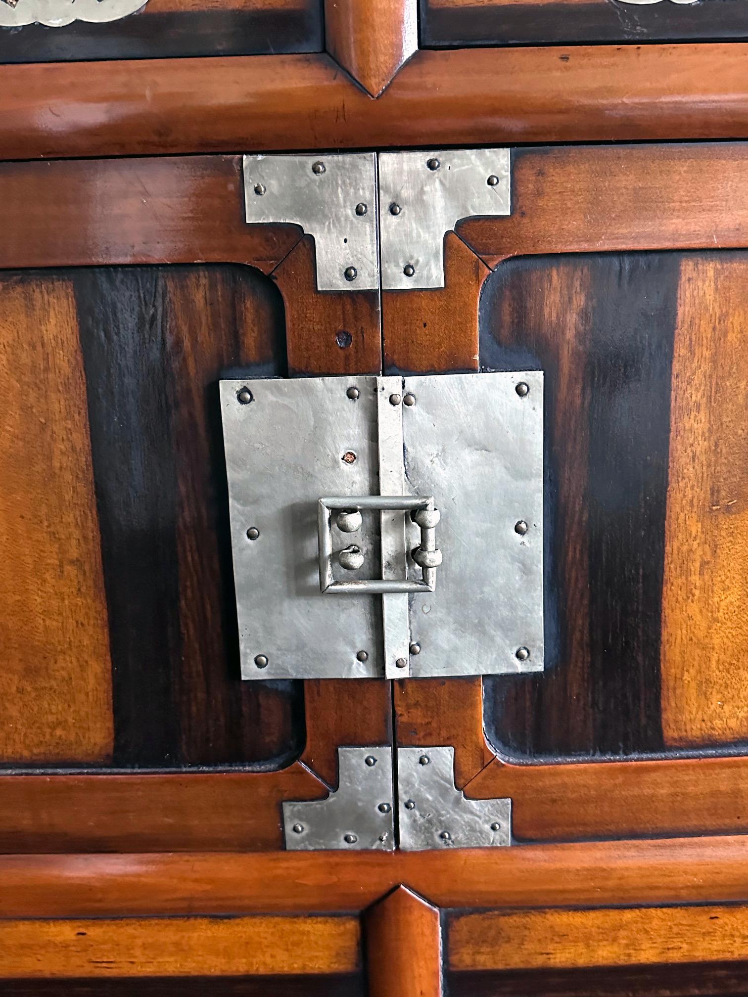 Korean Two-Level Stacking Chests with Mirrored Persimmon Wood Panels ...