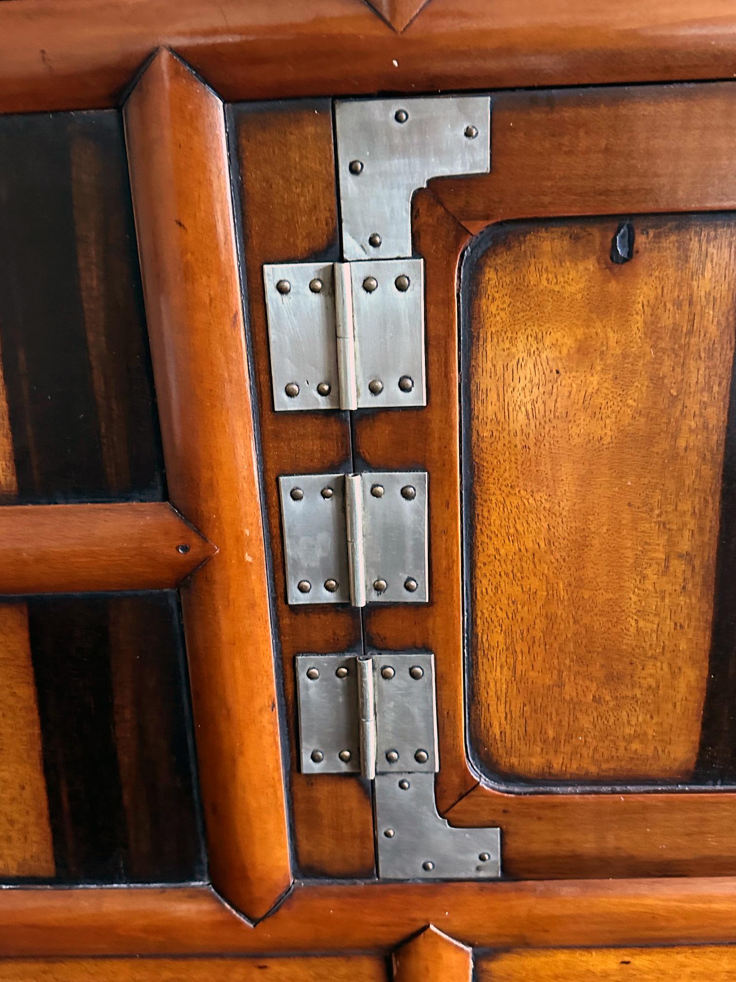 Korean Two-Level Stacking Chests with Mirrored Persimmon Wood Panels ...