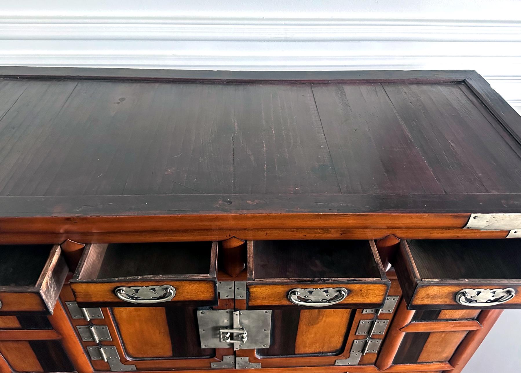 Korean Two-Level Stacking Chests with Mirrored Persimmon Wood Panels ...