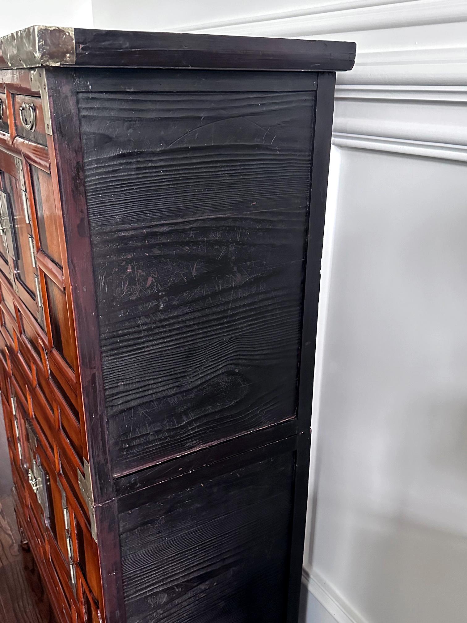 Korean Two-Level Stacking Chests with Mirrored Persimmon Wood Panels ...