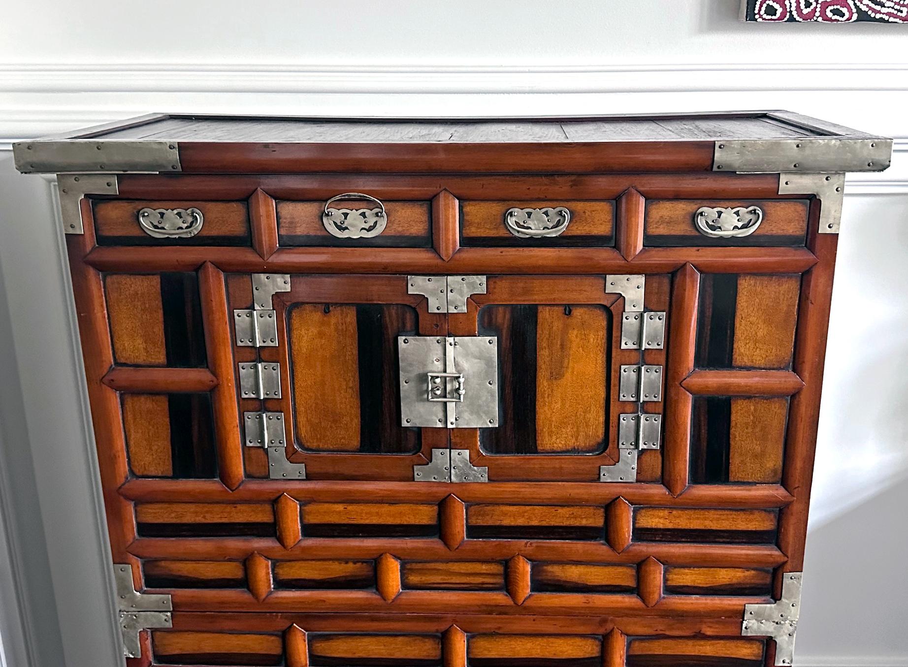 Korean Two-Level Stacking Chests with Mirrored Persimmon Wood Panels ...