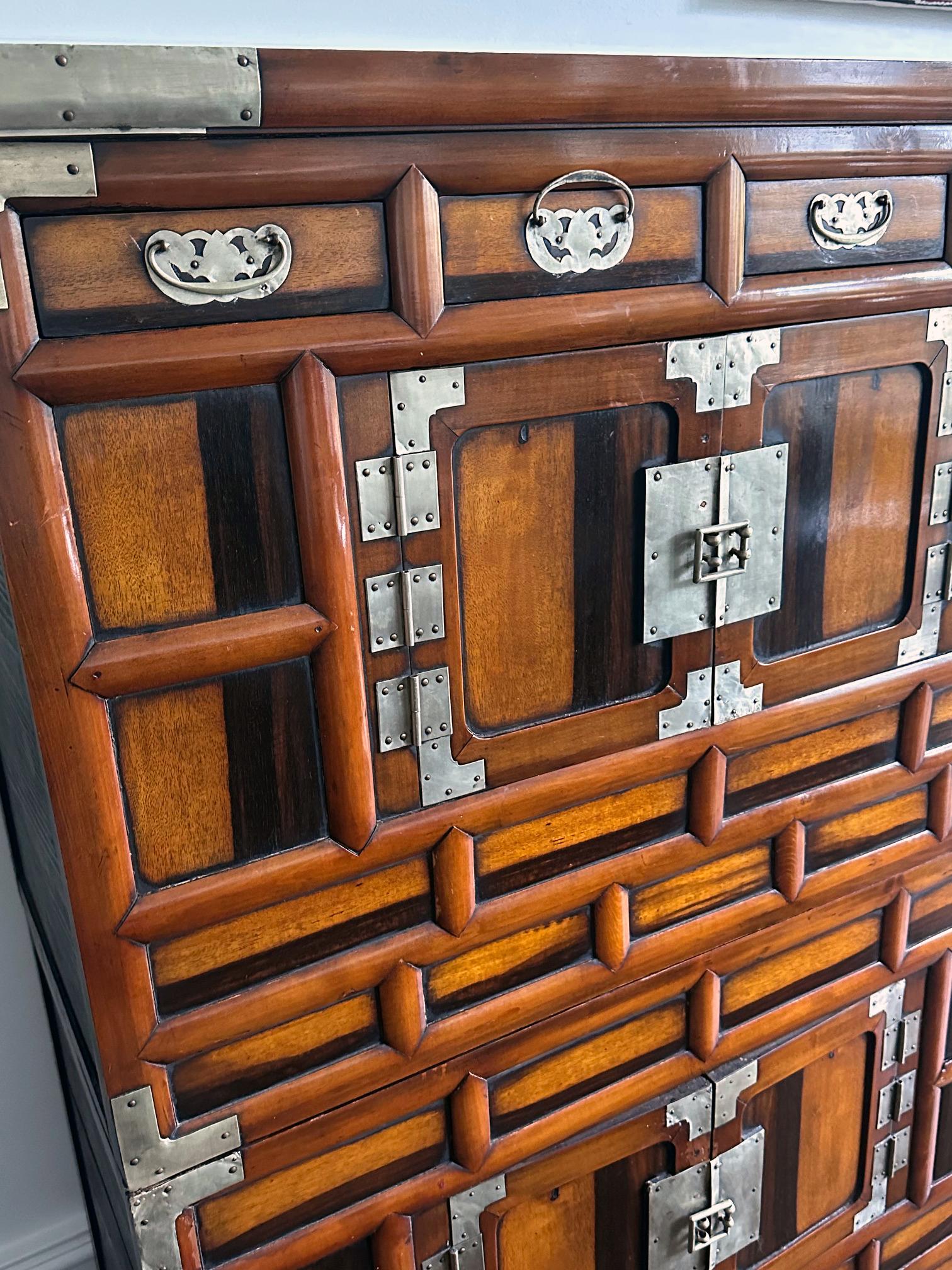 Korean Two-Level Stacking Chests with Mirrored Persimmon Wood Panels ...