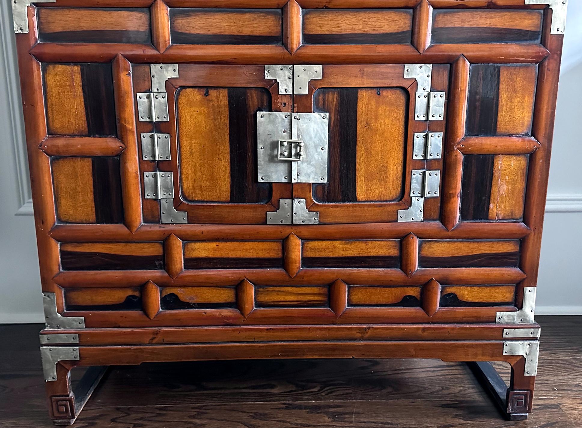 Korean Two-Level Stacking Chests with Mirrored Persimmon Wood Panels ...