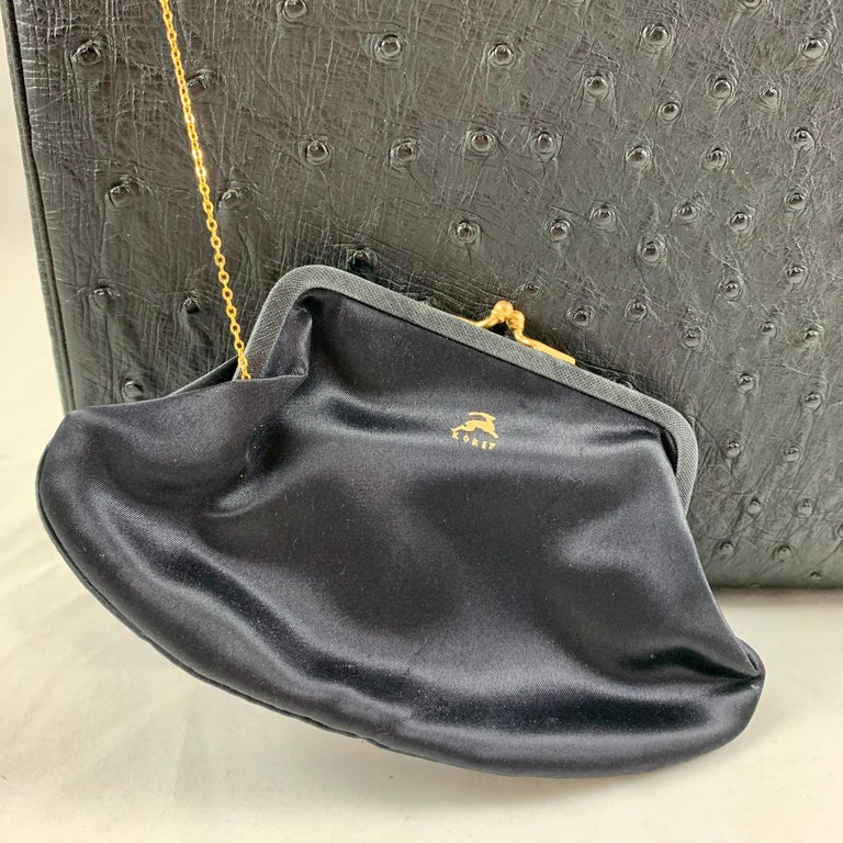 Koret Black Ostrich, Red Leather Structured Ladies Handbag and Coin ...
