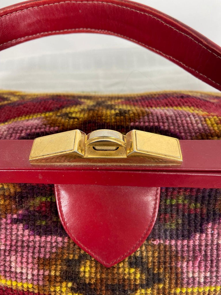Koret Roses Frame Carpet Bag Rare 1960s Leather Interior Handbag For ...