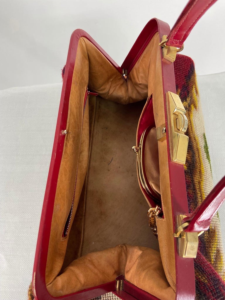 Koret Roses Frame Carpet Bag Rare 1960s Leather Interior Handbag For ...