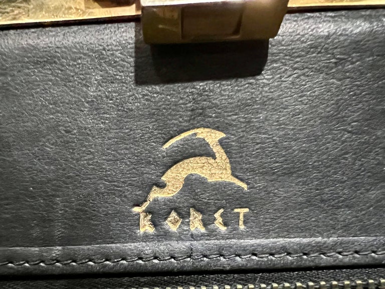 Koret Very Rare "Mallette" Black Alligator Structured Handbag For Sale ...