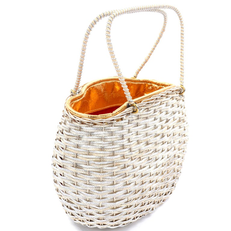 Koret Vintage Handbag in Gold and Silver Woven Metal Top Handle Day or ...