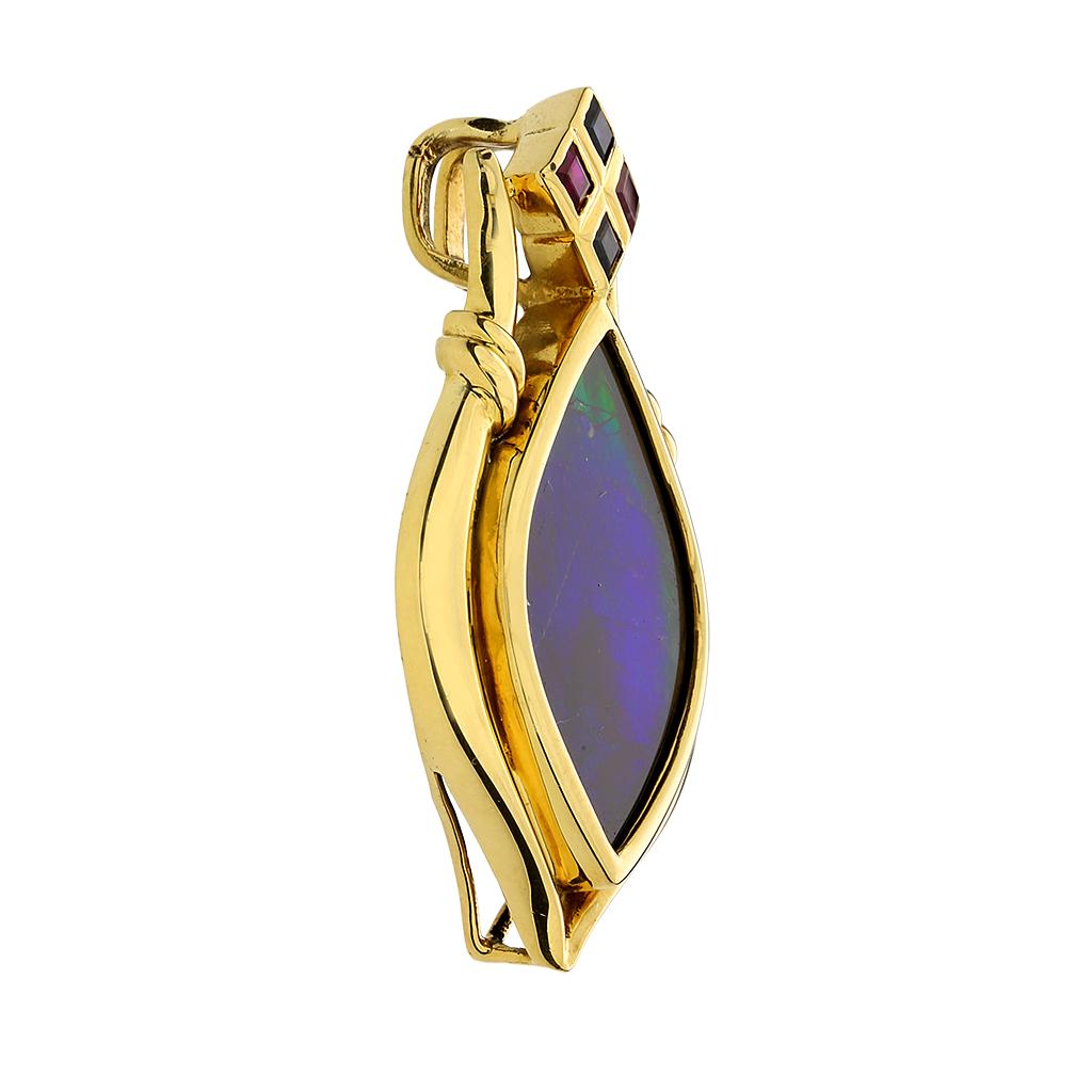 Korite Large Grand Princess AA Ammolite, Ruby and Sapphire 18K Pendant ...