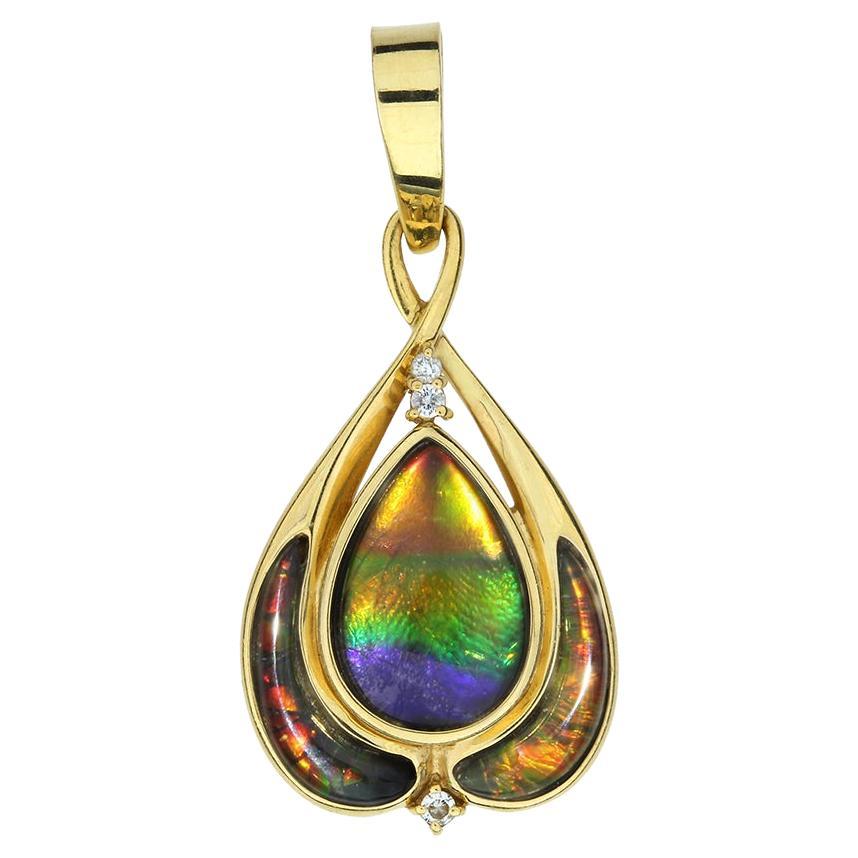 Korite Rosalind Ammolite 14K Gold Ring For Sale at 1stDibs