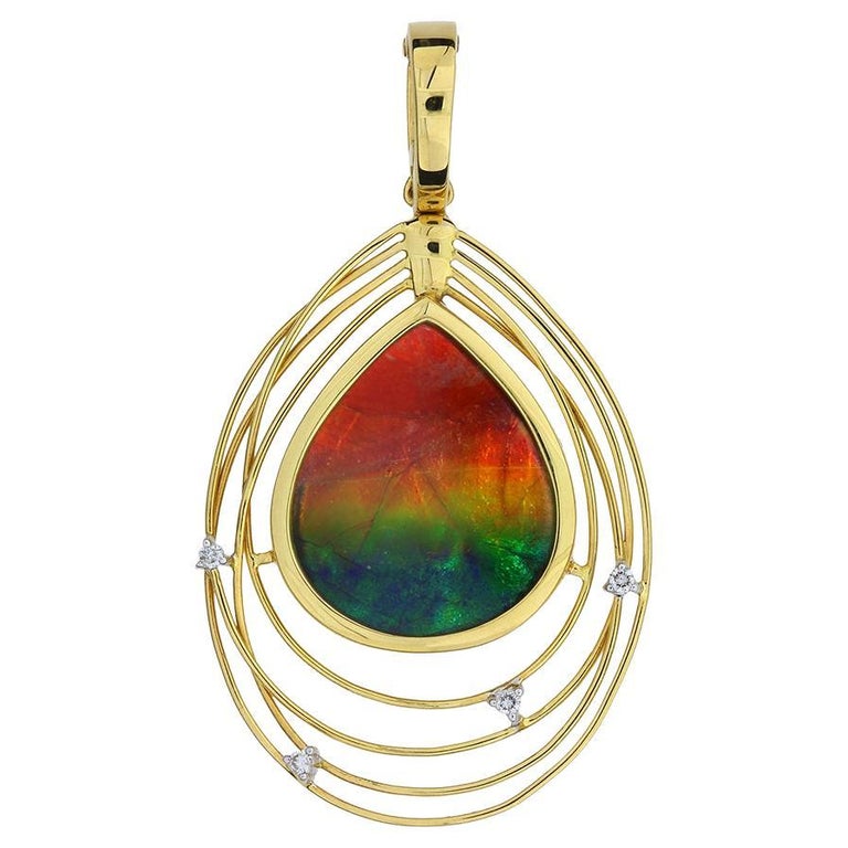 Korite Solara AA Ammolite Pendentif en or 18 carats et diamants En ...