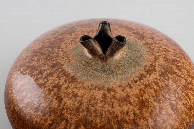 Körting Ceramics, Round Unique Vase in Glazed Stoneware For Sale at 1stDibs