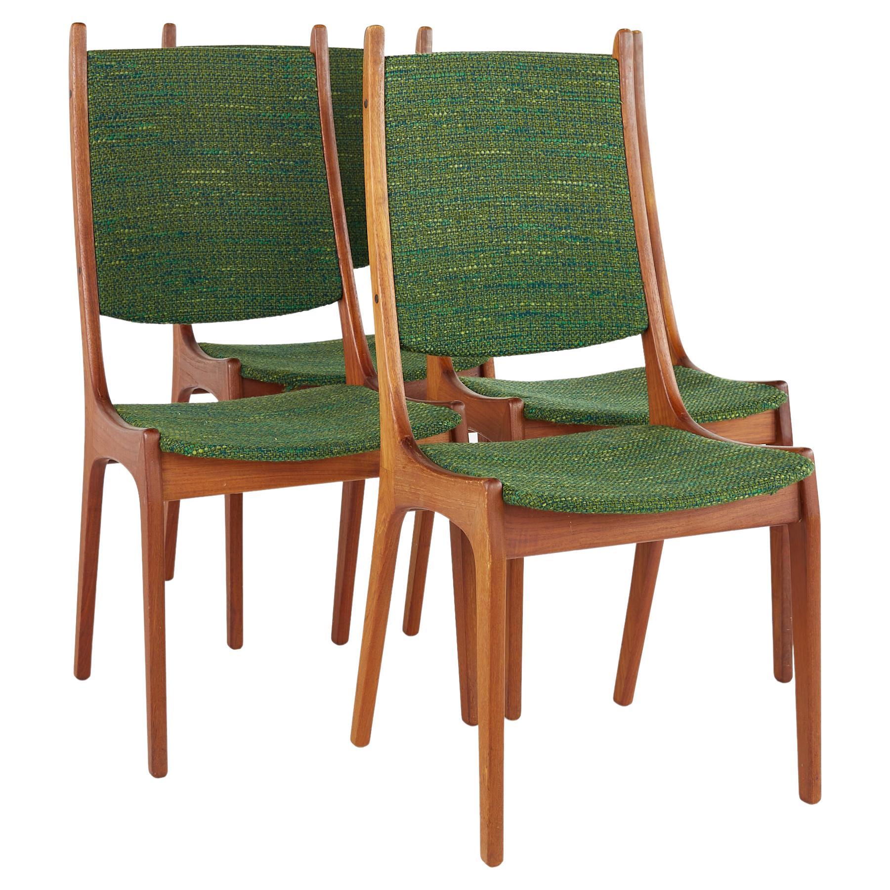 Korup Stolefabrik Mid Century Teak Green Upholstered Dining Chairs, Set ...