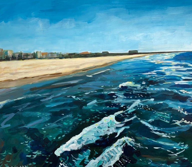 Kory Alexander - View of Santa Monica Beach - acrylic on wood at 1stDibs