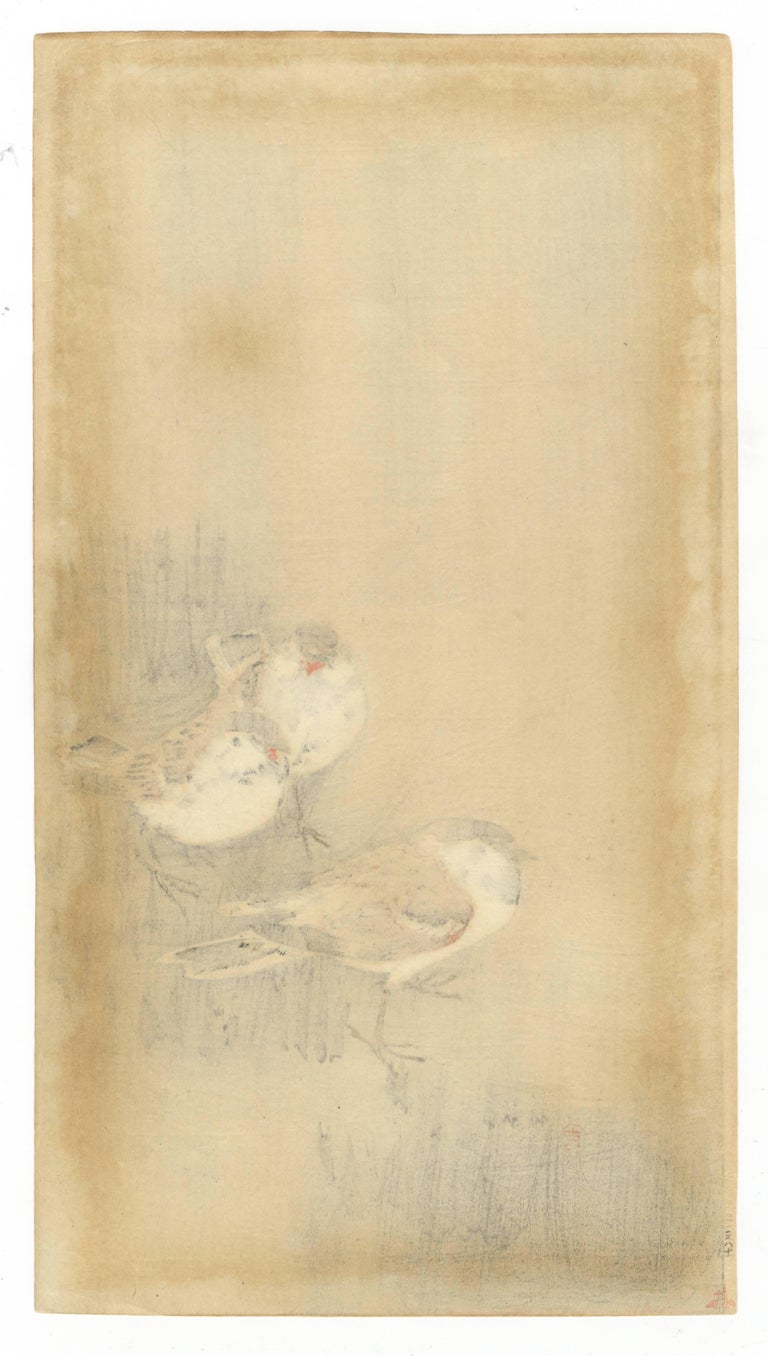 Koson Ohara, Sparrows, Rain, Nature, Birds, Kachoga, Japanese Woodblock ...
