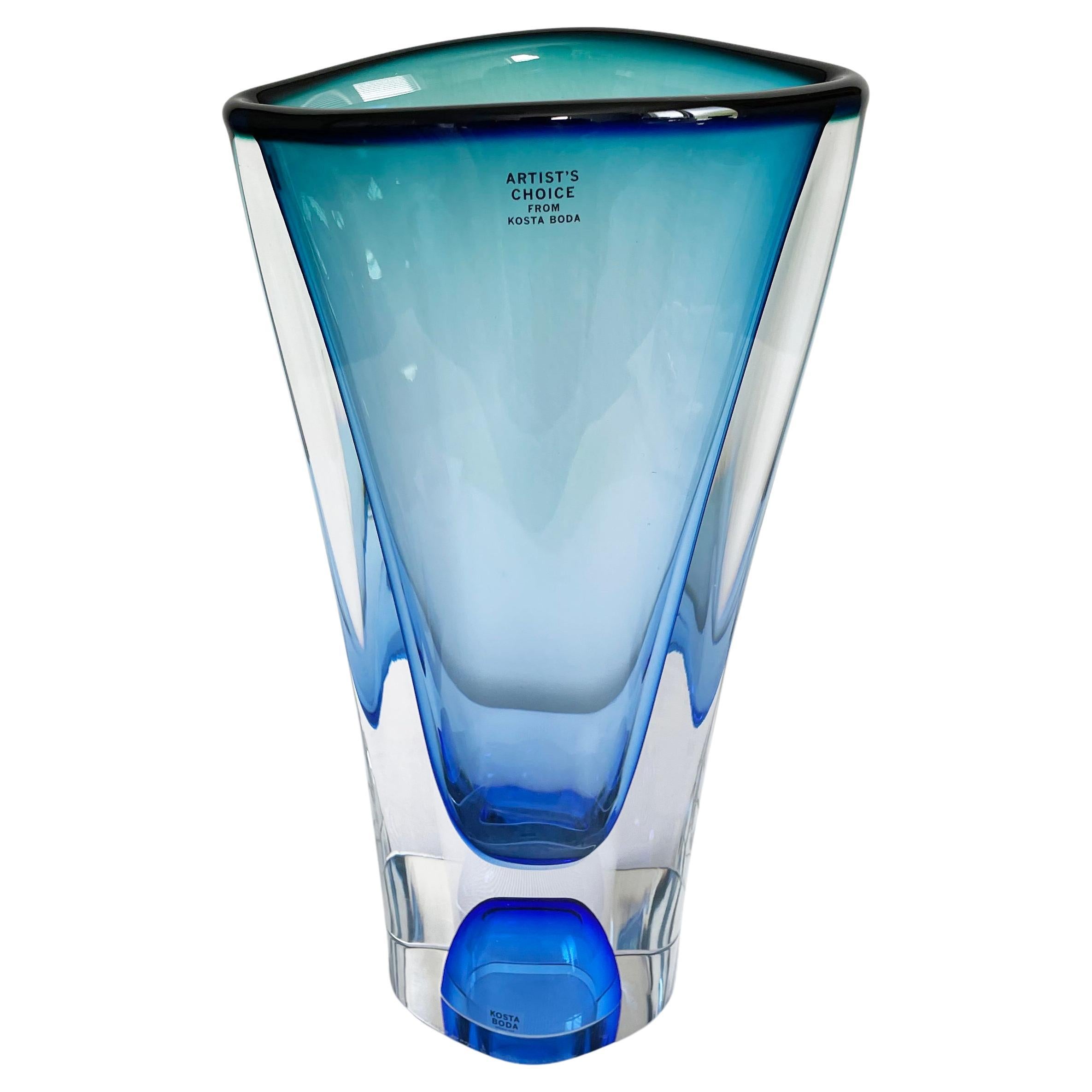 Kosta Boda Tall Blue Vase Designed By Goran Warff, 2008 For Sale at 1stDibs