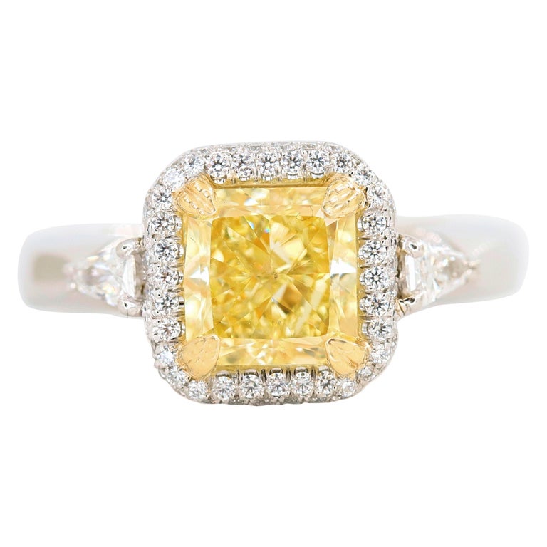Kotlar Classico Fancy Yellow Radiant Diamond Engagement Ring 2.50 Carat ...