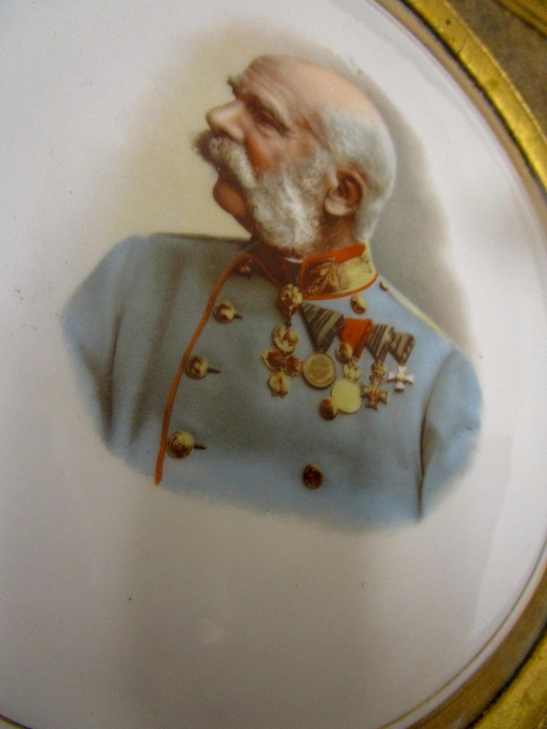 KPM Porcelain Painting of Franz Josef of Austria in Ornate Giltwood ...