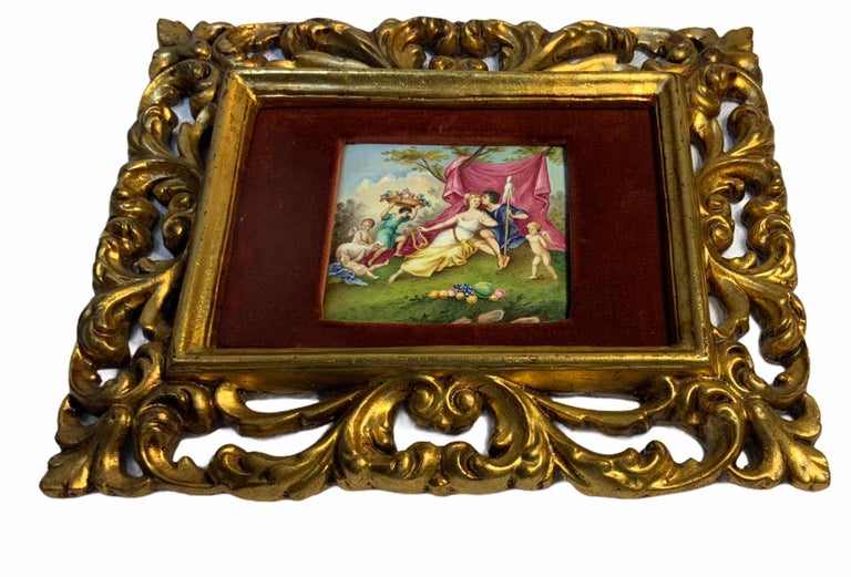 KPM Style Hand Painted Medieval Time Scene Plaque For Sale at 1stDibs