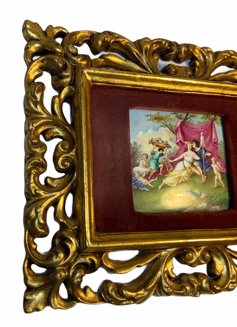 KPM Style Hand Painted Medieval Time Scene Plaque For Sale at 1stDibs