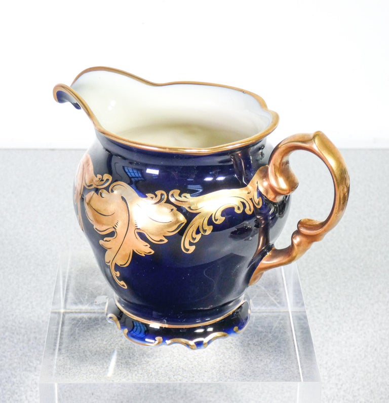 KPM tea and coffee service, Friederike series, cobalt blue and gold ...
