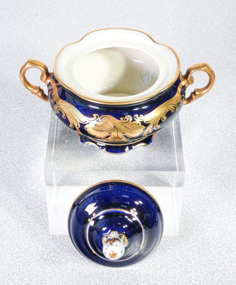 KPM tea and coffee service, Friederike series, cobalt blue and gold ...