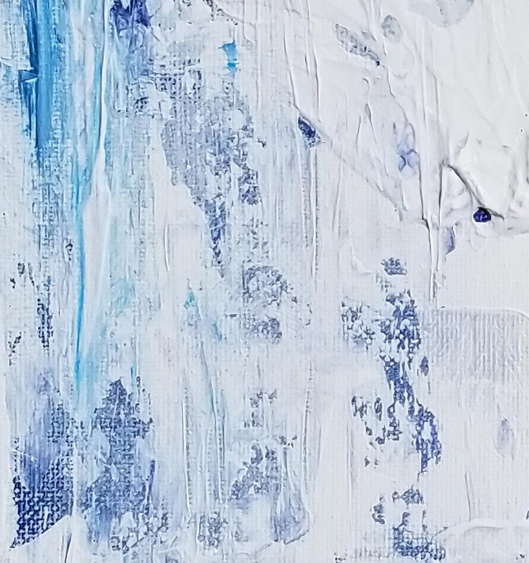 Kr Moehr - Pouring Down, Original Signed Contemporary Abstract Blue and White Painting For Sale ...