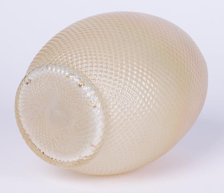 Kralik/Loetz White Opalescent Textured Art Glass Vase For Sale at 1stDibs