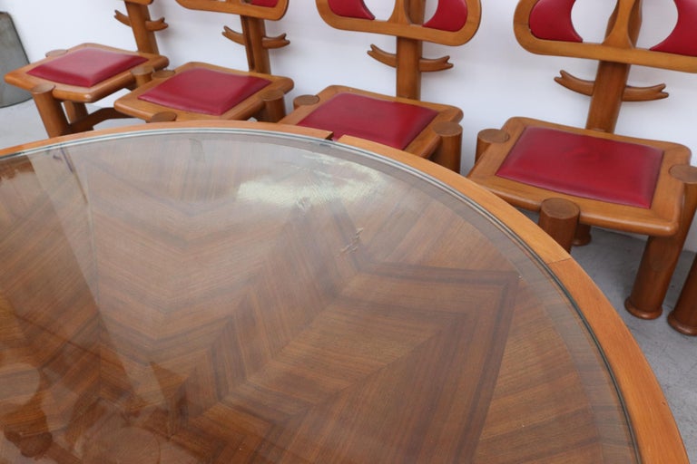Mid Century Bespoke Italian Carved Wood Card Table Set For Sale at 1stDibs