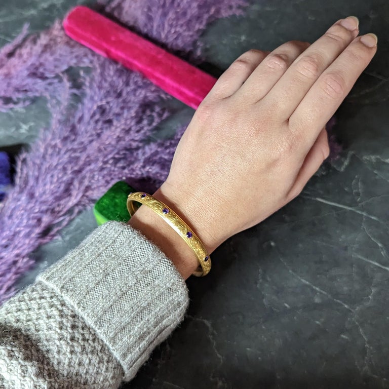 Krementz Art Nouveau 1908 Amethyst 14 Karat Yellow Gold Scrolling ...