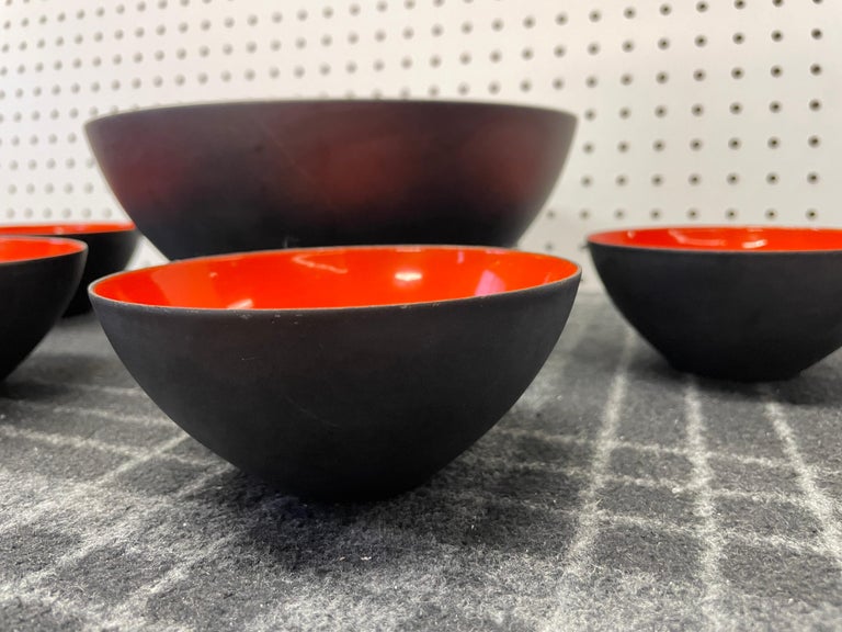 Krenit Five Piece Danish Modern Enamel Bowl Set by Herbert Krenchel For ...