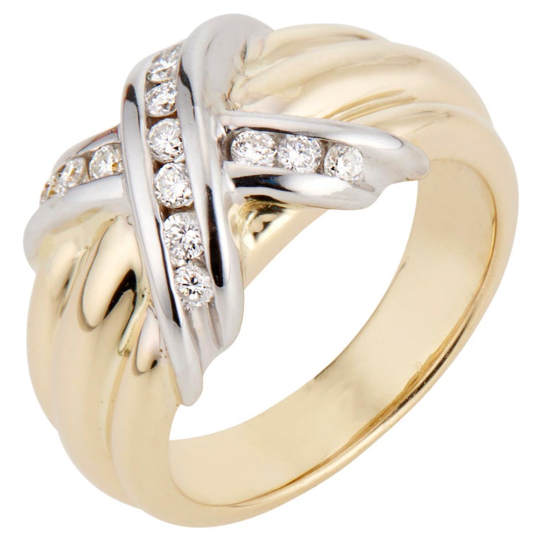 KRI .20 Carat Diamond Gold X Band Ring For Sale at 1stDibs