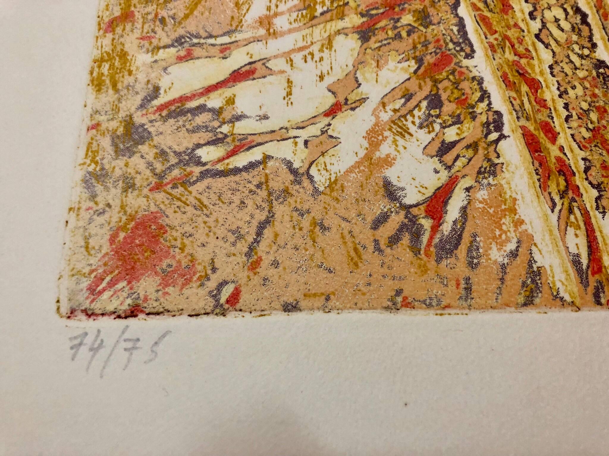 Krishna Reddy - Untitled Intaglio Etching Print in Color Indian ...