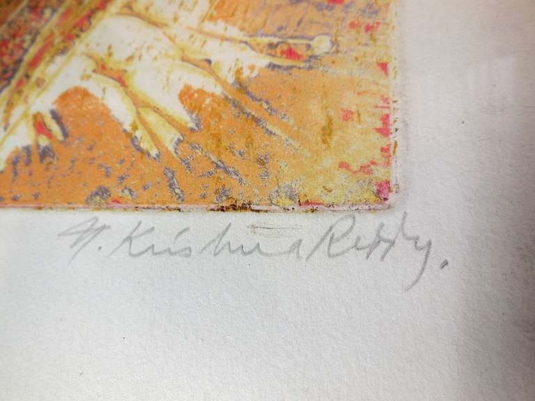 Krishna Reddy - Untitled Intaglio Etching Print in Colour Indian ...