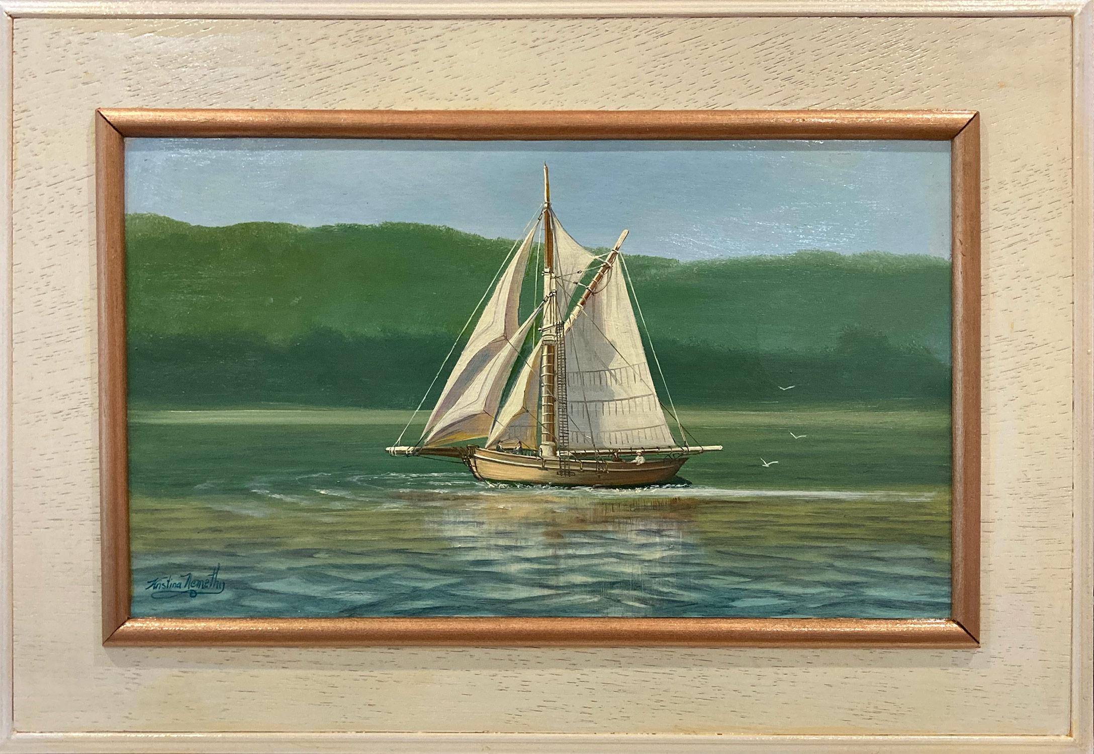 Kristina Nemethy - "Sailing Scooner" Sailing Boat American Oil Painting ...