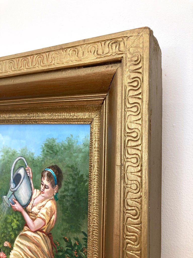 Kristina Nemethy - "Watering Flowers" Impressionistic Oil on Board ...