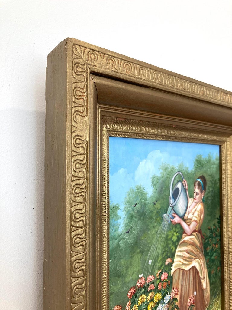 Kristina Nemethy - "Watering Flowers" Impressionistic Oil on Board ...