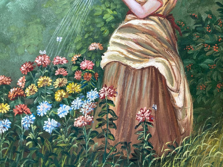 Kristina Nemethy - "Watering Flowers" Impressionistic Oil on Board ...