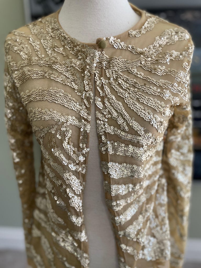 Krizia Vintage Gold Sheer Sequined Zebra Pattern Top For Sale at 1stDibs
