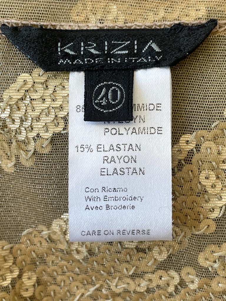 Krizia Vintage Gold Sheer Sequined Zebra Pattern Top For Sale at 1stDibs