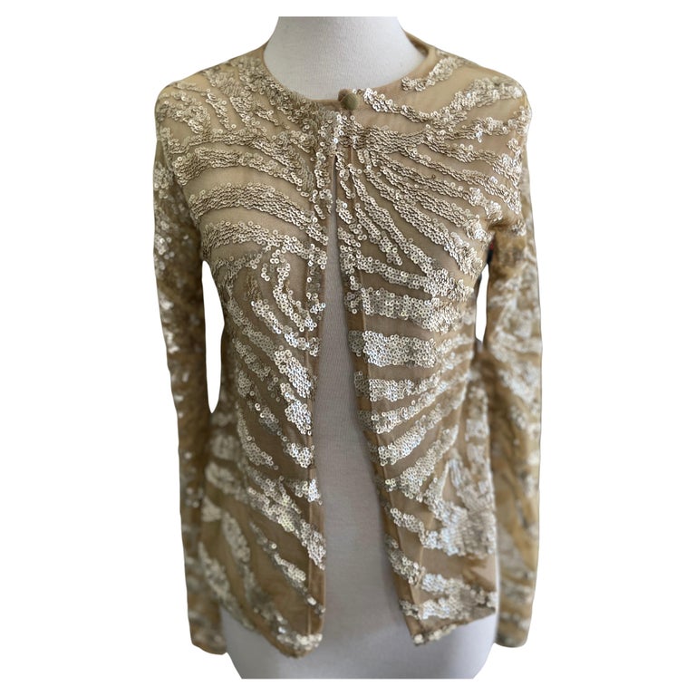 Krizia Vintage Gold Sheer Sequined Zebra Pattern Top For Sale at 1stDibs