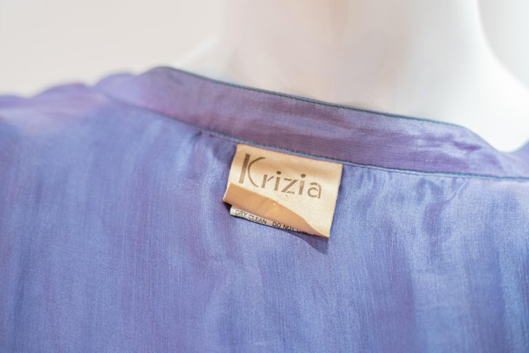 Krizia Vintage Light Blue Silk Blouse For Sale at 1stDibs