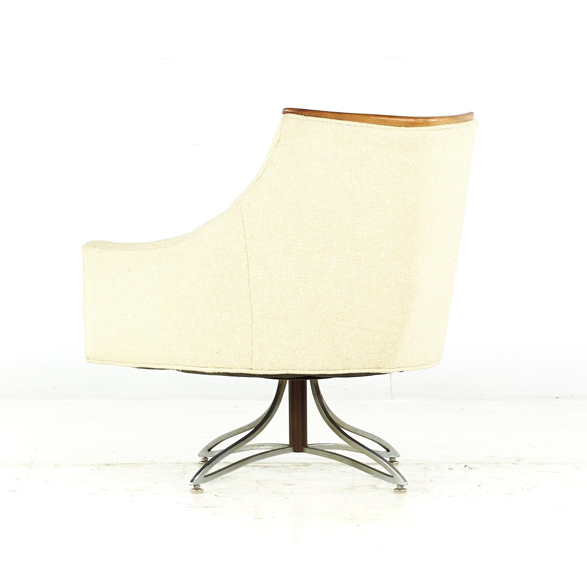 Kroehler Mid Century Swivel Lounge Chairs, Pair For Sale at 1stDibs