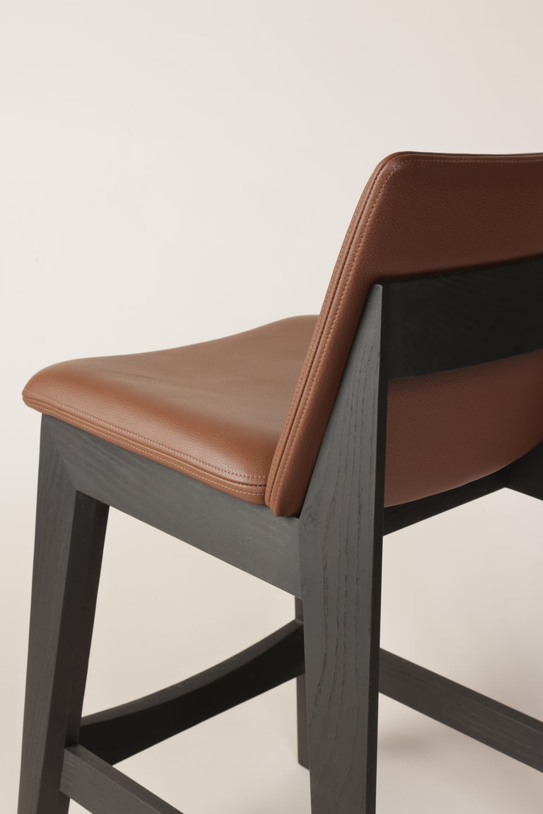 Kroft Counter Stool, Bespoke Stool in Solid Ash and Leather For Sale at ...