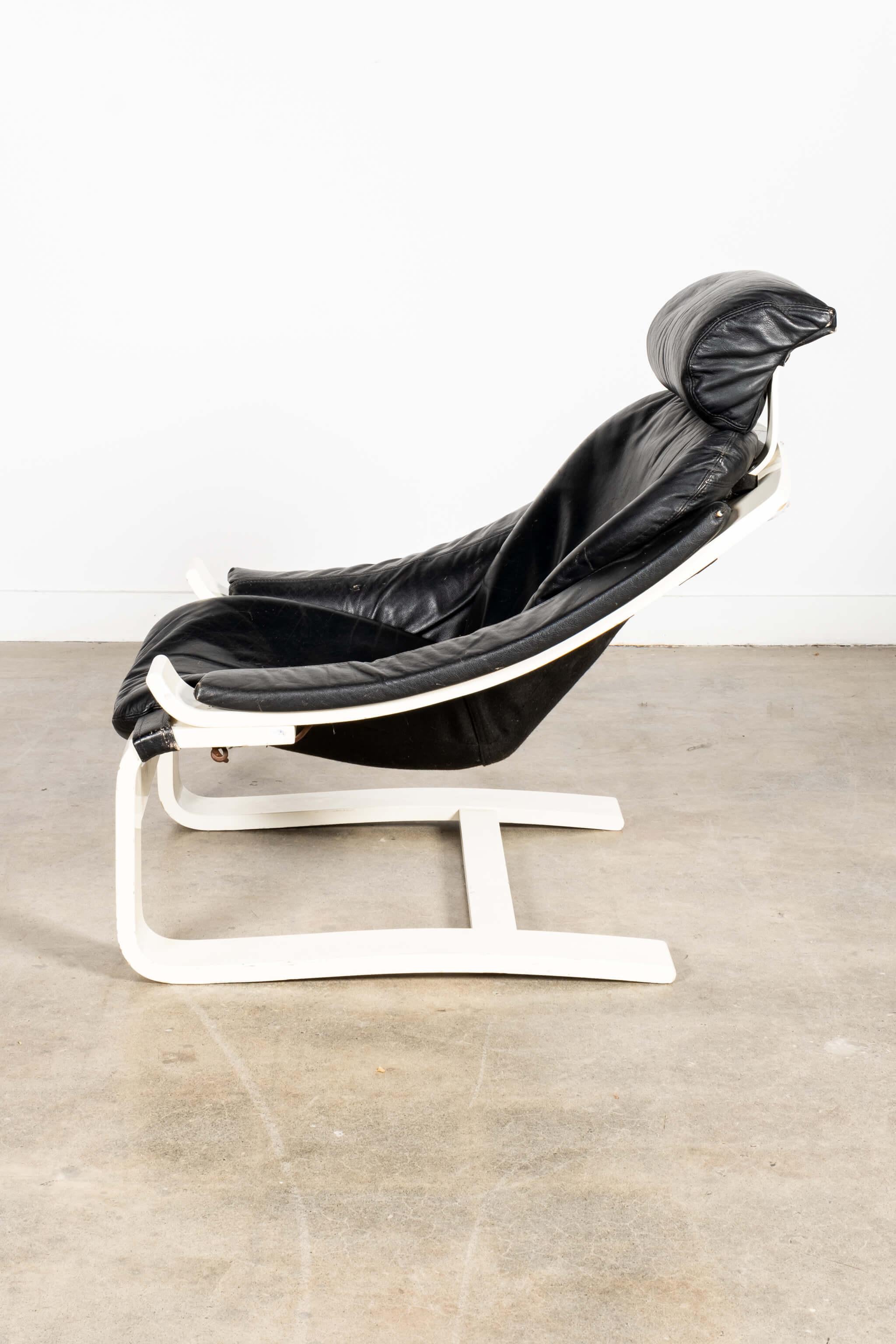 'Kroken' Black Leather Lounge Chair by Ake Fribytter for Nelo Möbel at ...