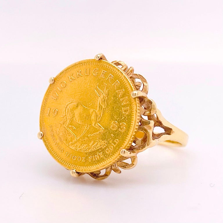 Krugerrand Coin Ring, Genuine South African Coin Ring, 1983 Coin at ...
