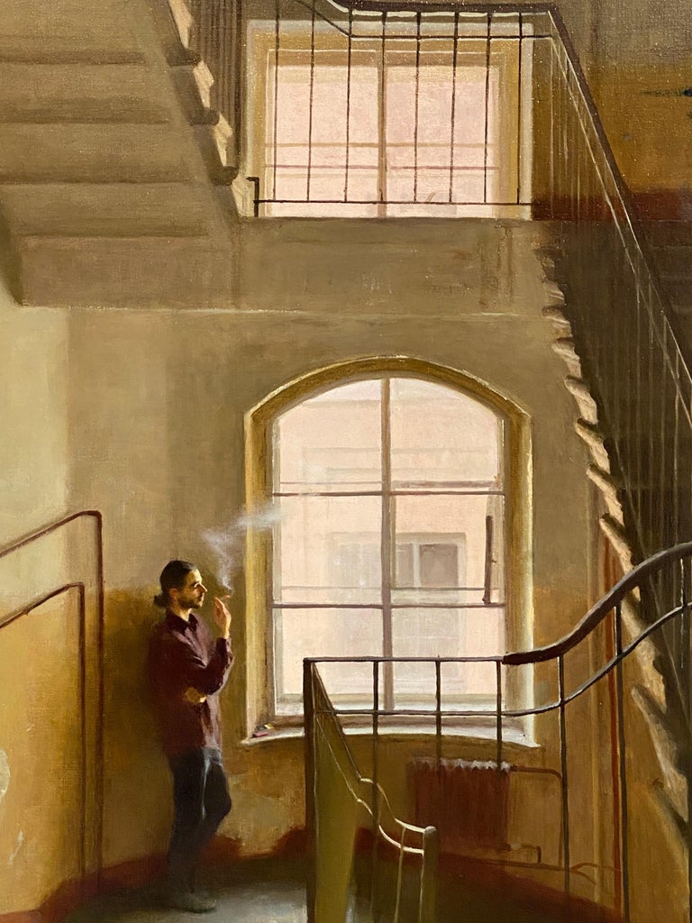 Ksenya Istomina - Reflection- 21st Century Contemporary Interior Oil Painting with Figure at 1stDibs