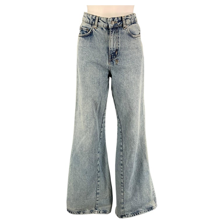 KSUBI Size 26 Light Blue Cotton Contrast Stitch Bell Bottom Kicker Jinx ...