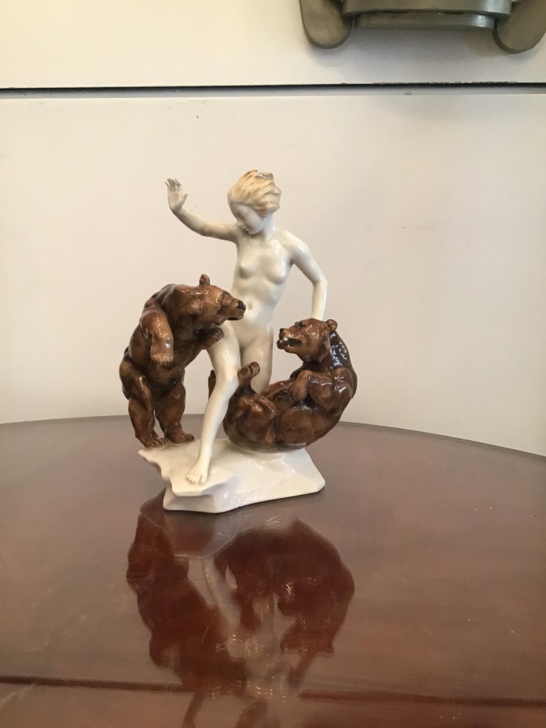 K.Tutter “Woman with Bears” Porcelain, 1940, Germany For Sale at ...