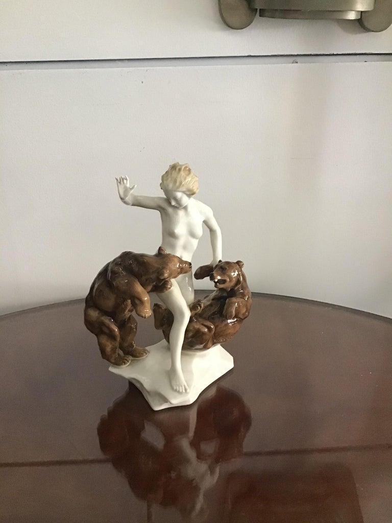 K.Tutter “Woman with Bears” Porcelain, 1940, Germany For Sale at ...